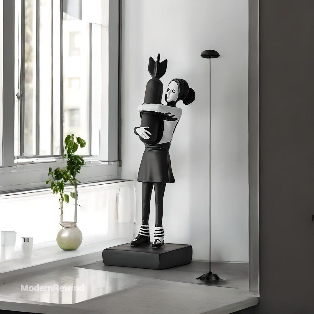 Banksy-inspired Hugging Bomb Girl Statue | Resin Sculpture | Modern ...