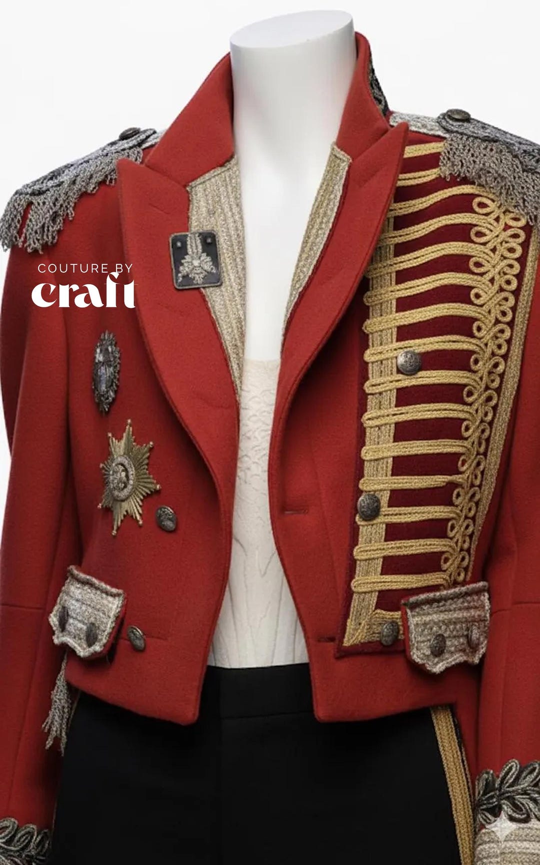 Men’s Red Military Jacket Costume | Vintage Style Parade Uniform With ...