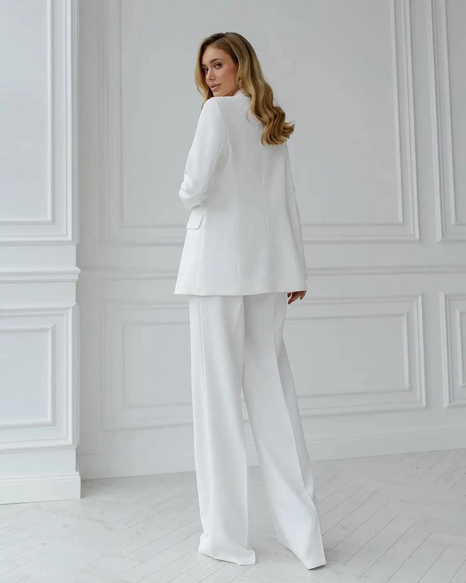 Customized Women Wedding Suit | White Formal Bridal Trouser Outfit ...