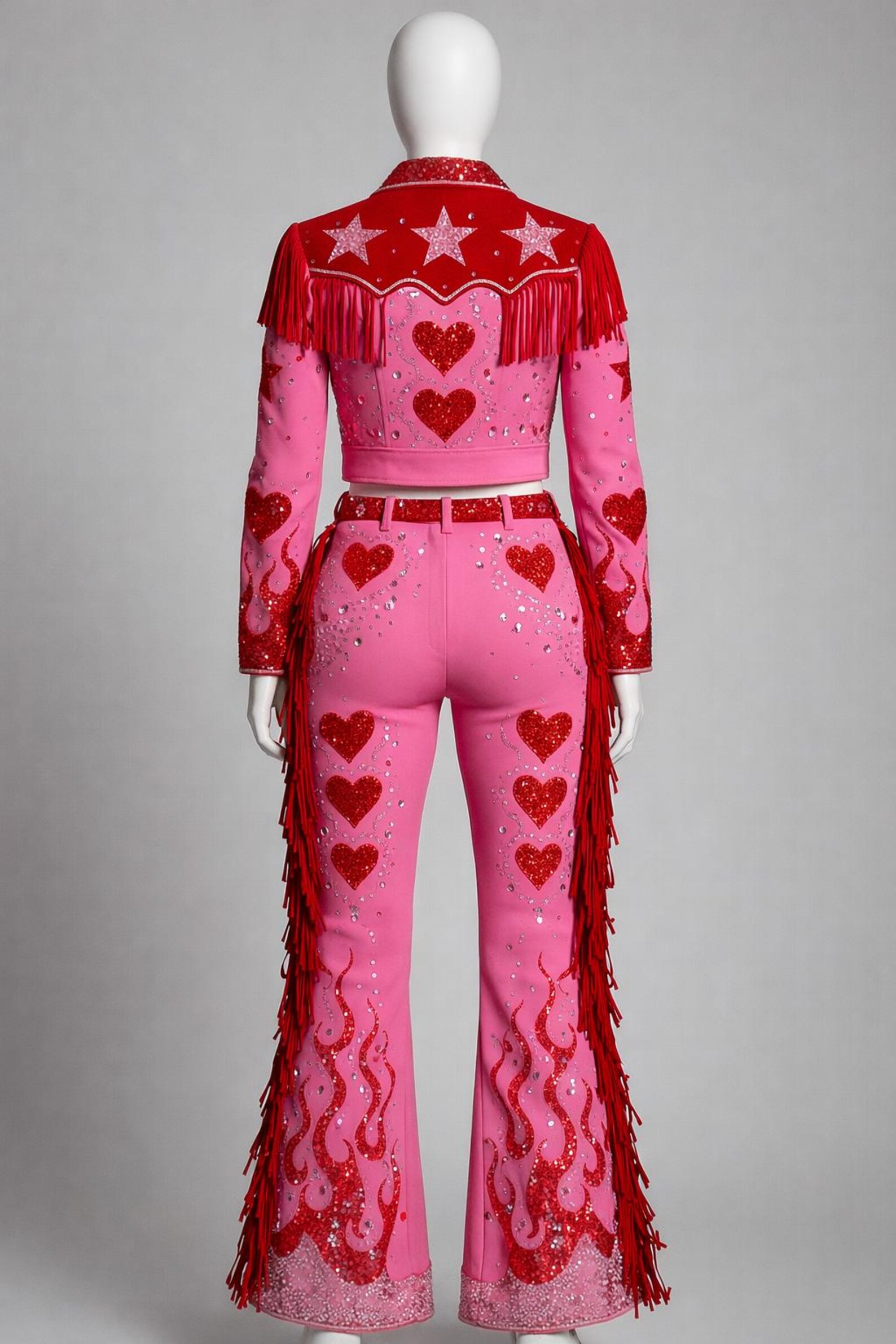 Pink Cowgirl Sparkle Outfit for Women | Western Fringe Jacket & Flared ...