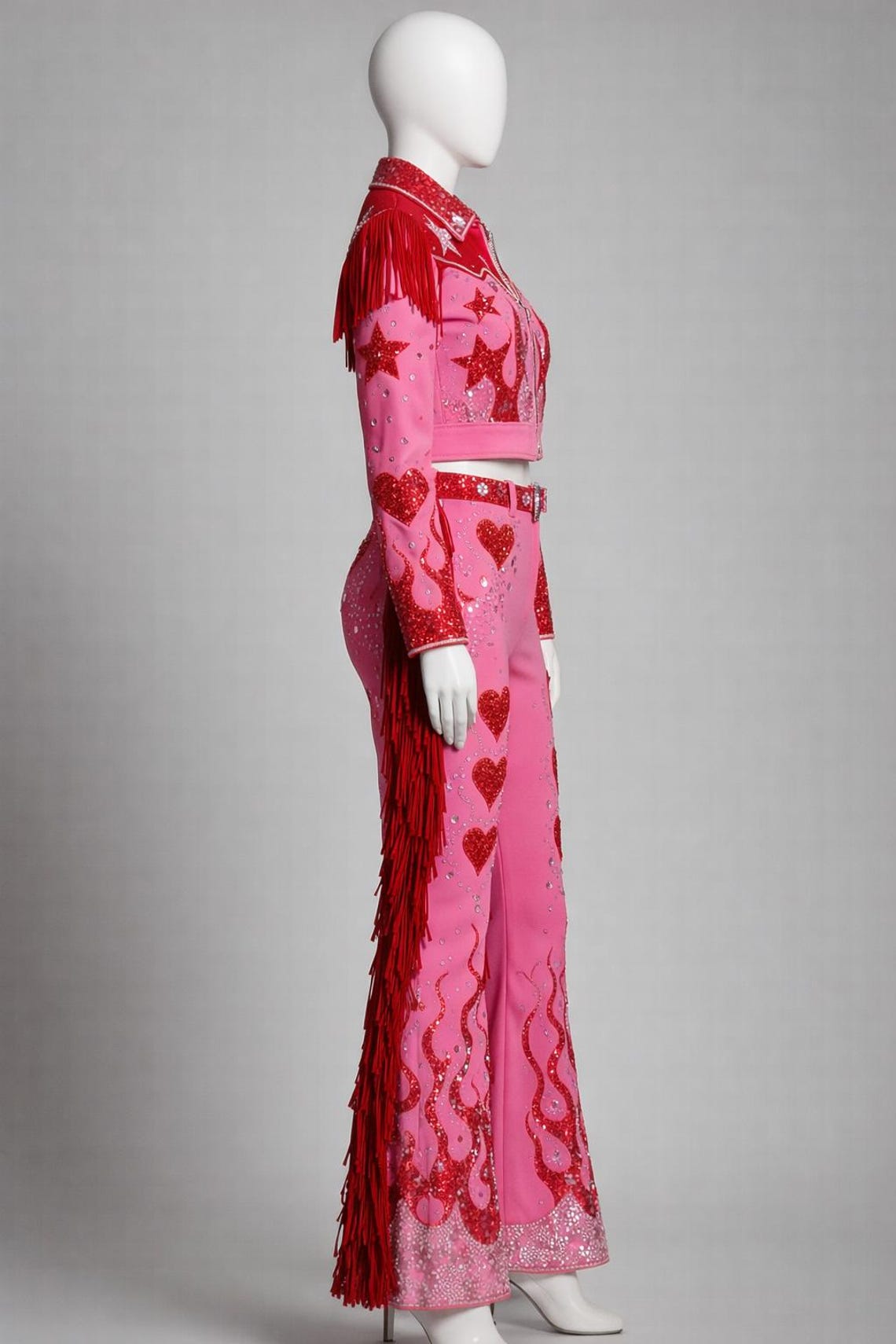Pink Cowgirl Sparkle Outfit for Women | Western Fringe Jacket & Flared ...