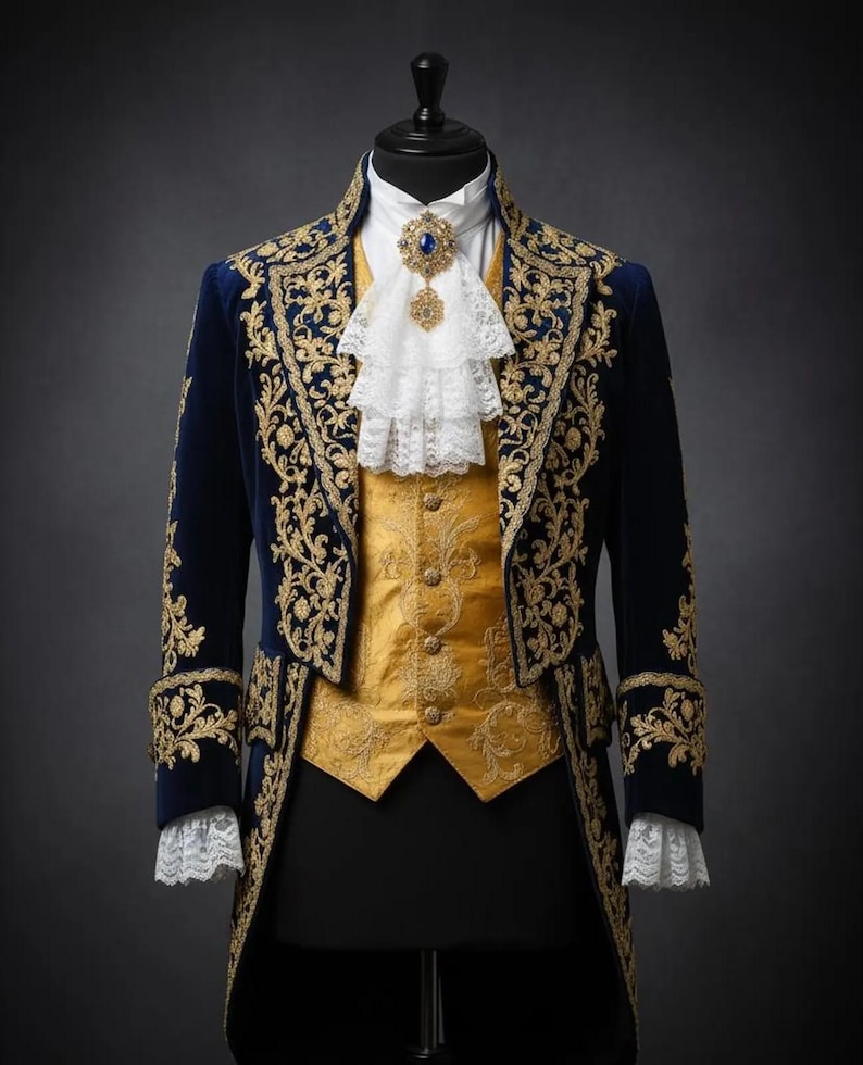 Royal Baroque Men’s Suit | Gold Embroidered Tailcoat & Waistcoat ...