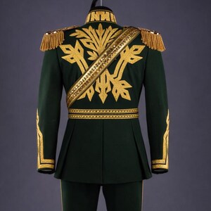 Custom Military Style Officer Jacket - Green & Gold Bullion Embroidered ...