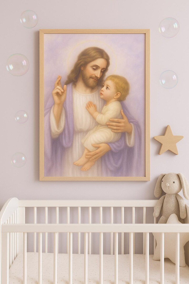 Jesus and Child Nursery Wall Art – Printable Christian Poster, Catholic ...