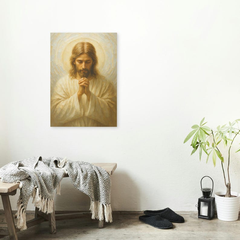 Praying Jesus Christ Wall Art – Digital Christian Poster, Religious ...