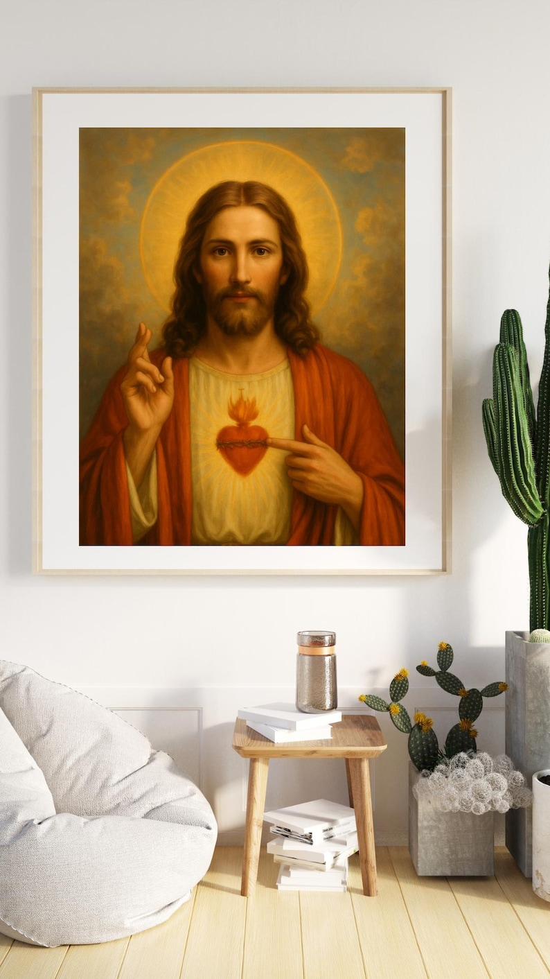 Sacred Heart of Jesus Poster – Catholic Wall Art for Prayer Room ...