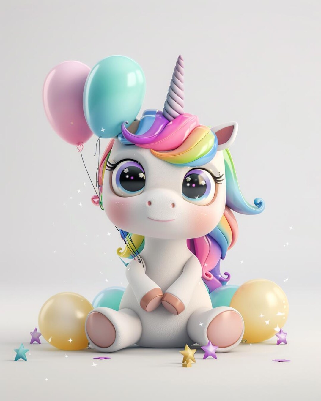 Kawaii Baby Unicorn Clipart – Pastel Rainbow Printable Art for Kids ...