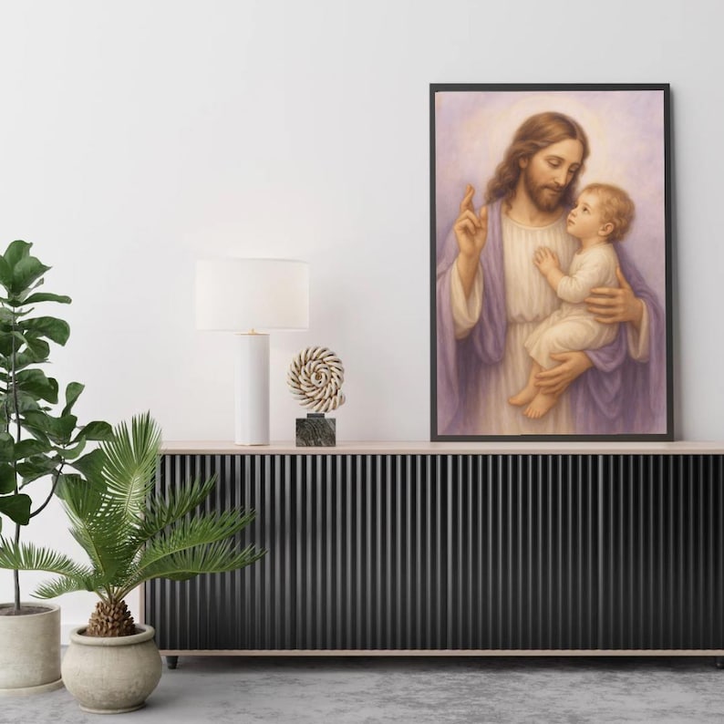 Jesus and Child Nursery Wall Art – Printable Christian Poster, Catholic ...