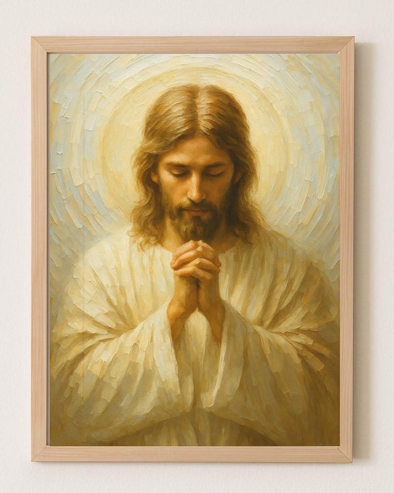 Praying Jesus Christ Wall Art – Digital Christian Poster, Religious ...