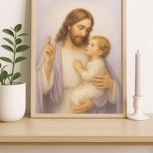 Jesus and Child Nursery Wall Art – Printable Christian Poster, Catholic ...