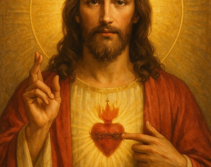 Sacred Heart of Jesus Poster – Catholic Wall Art for Prayer Room ...