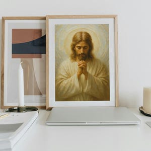 Praying Jesus Christ Wall Art – Digital Christian Poster, Religious ...