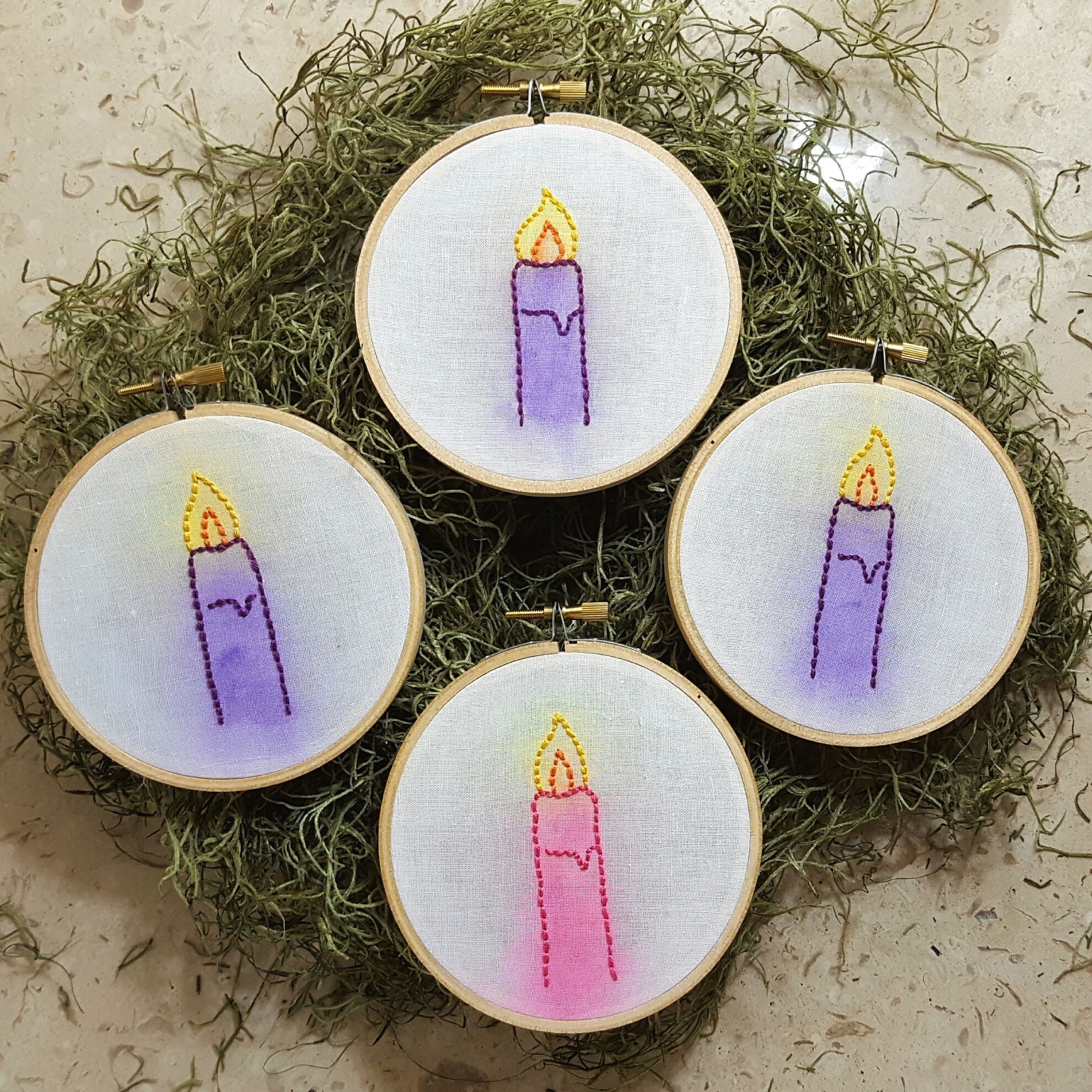 Advent Candles PDF Embroidery Pattern Modern Catholic Embroidery ...