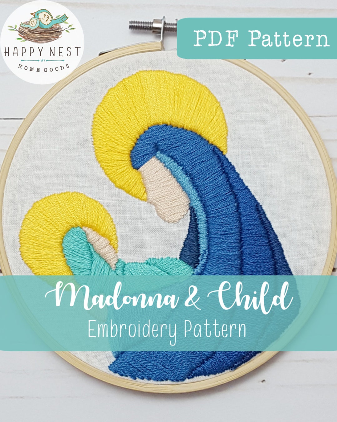 Madonna and Child PDF Embroidery Pattern Modern Catholic Embroidery ...