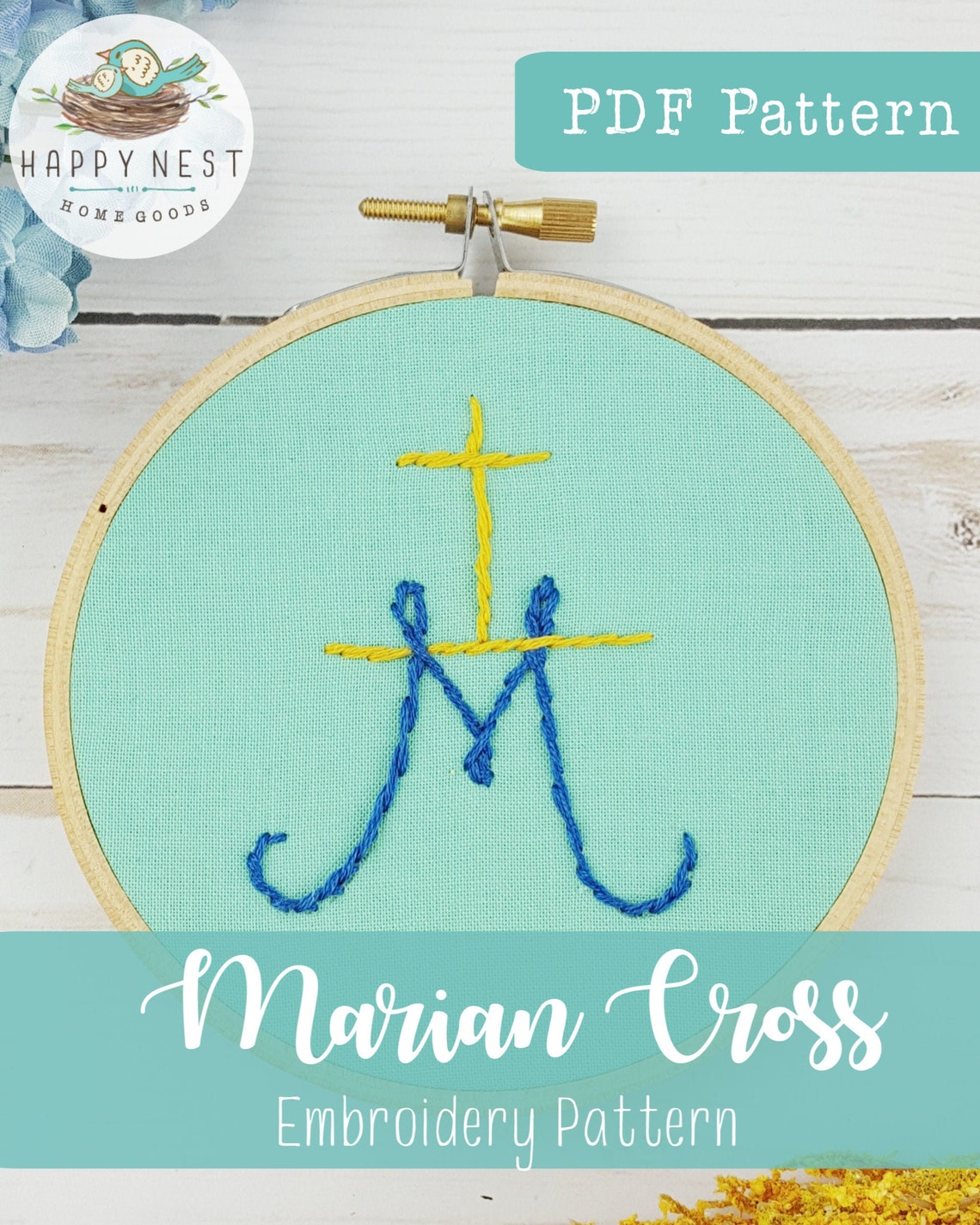 Marian Cross PDF Embroidery Pattern Catholic Christmas - Etsy