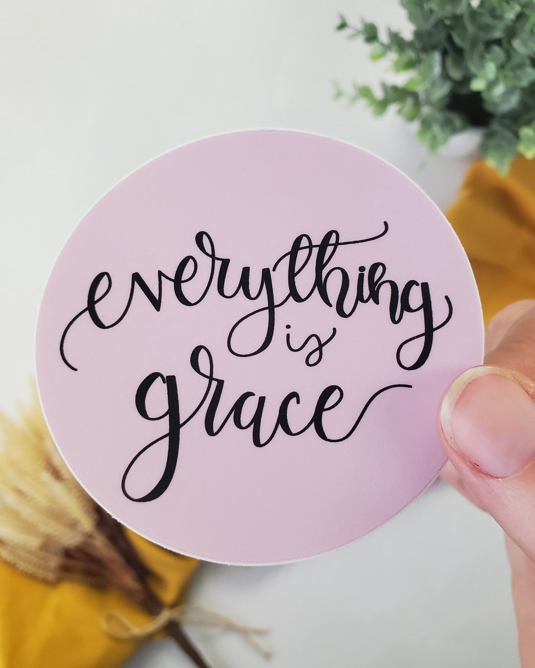Everything is Grace Vinyl Sticker, Embroidery Art Sticker, Catholic ...