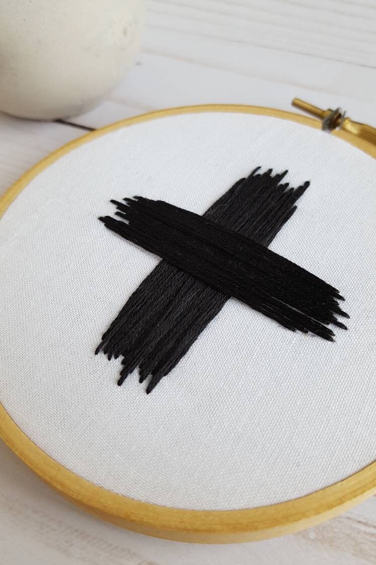 Ash Wednesday Ash Cross Embroidery Hoop, Lent Art, Christian Wall Decor ...