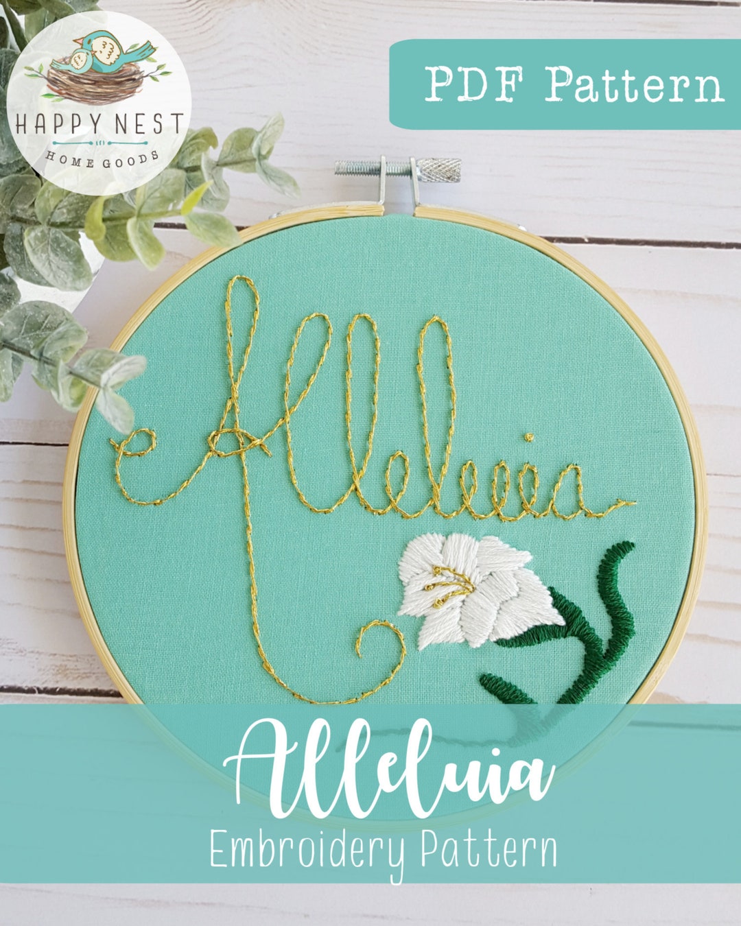 PDF Alleluia Embroidery Pattern Modern Catholic Embroidery Pattern Lily ...