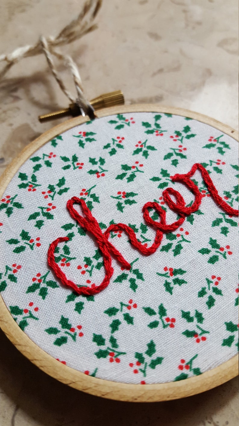Cheer 3 Inch Embroidery Hoop, Christmas Ornament, Christmas Cheer ...
