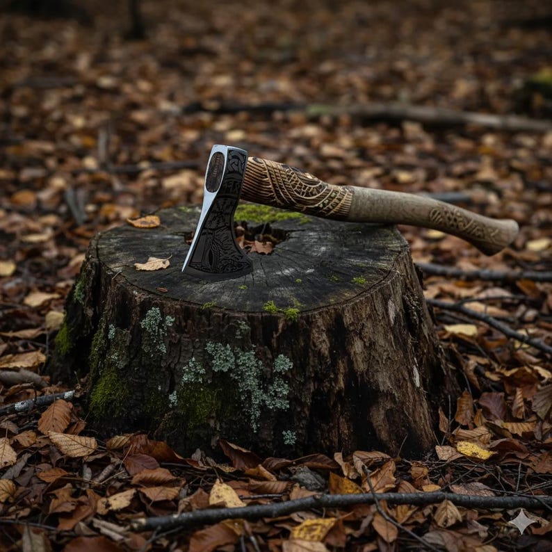 Hand Forged Viking Axe | Custom Engraved Carbon Steel Battle Axe - Etsy
