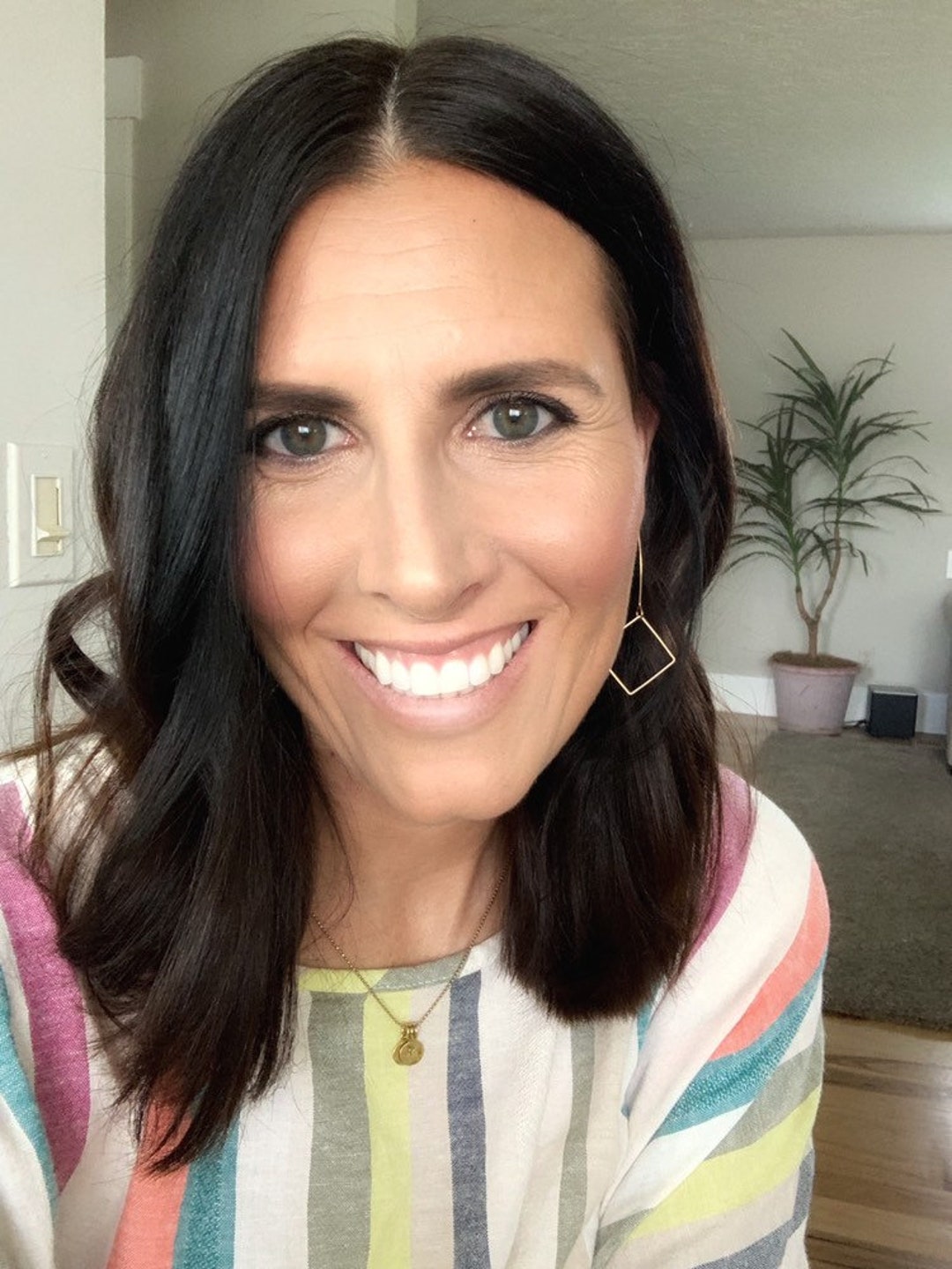 Square Simple Drops Raw Brass Unique - Etsy