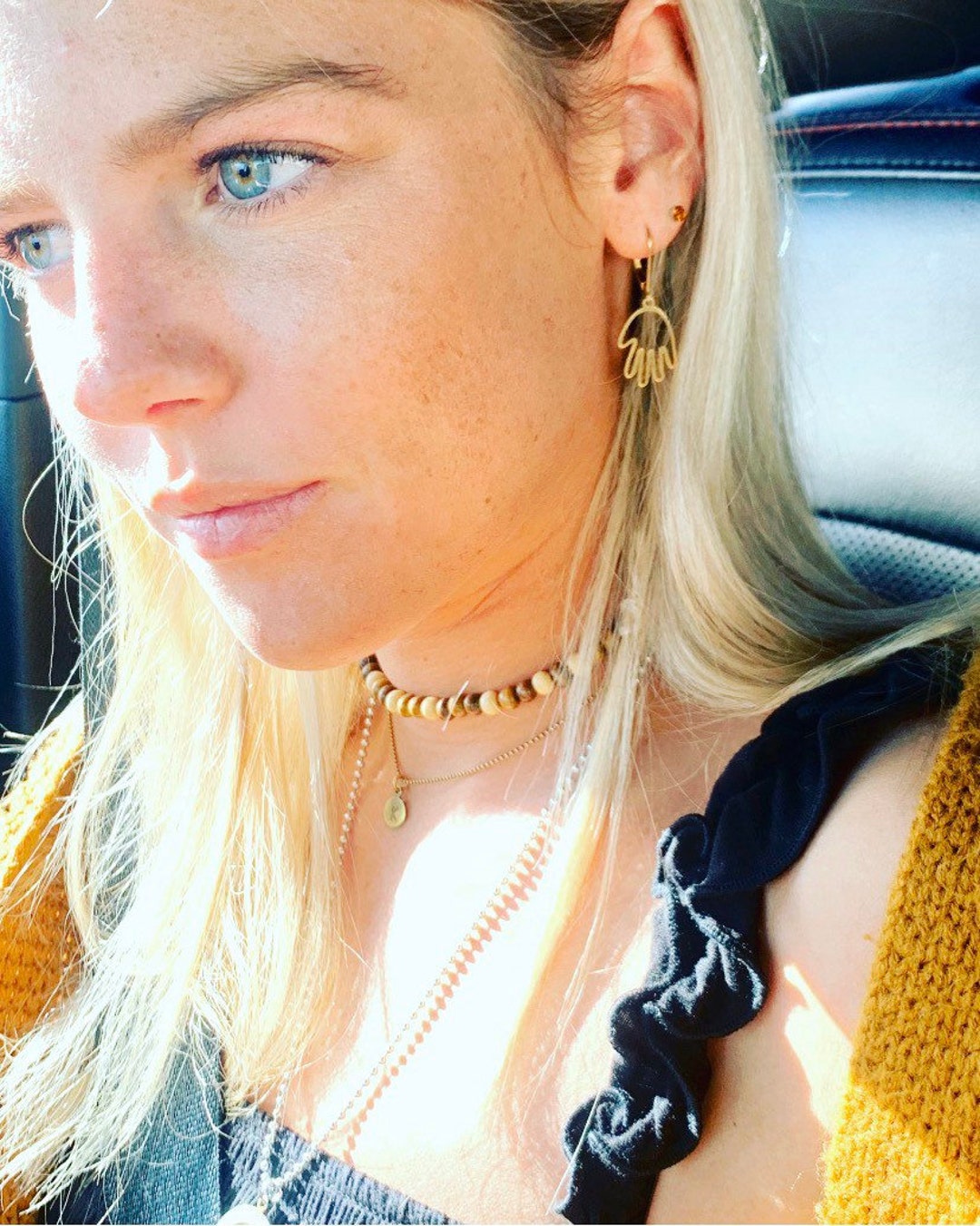 Hand Gold Earrings Trendy VSCO Artsy - Etsy