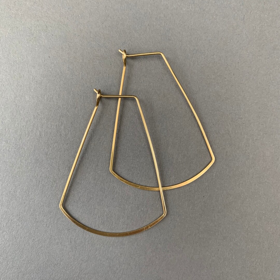Geometric Gold Hoop Earrings Minimalist Nickel Free - Etsy