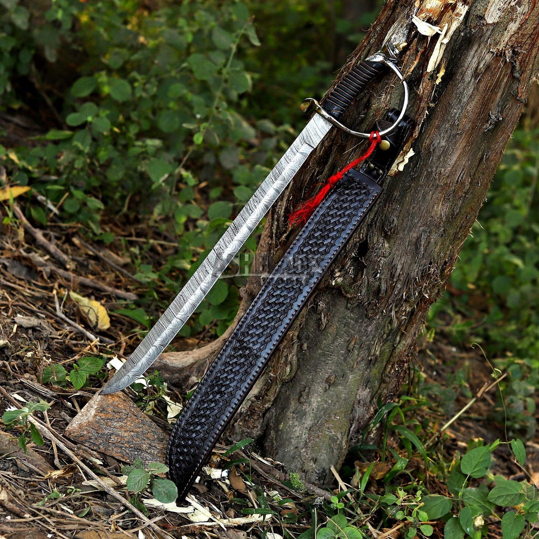 Handmade Damascus Steel Fantasy Sword With Leather Sheath - Etsy