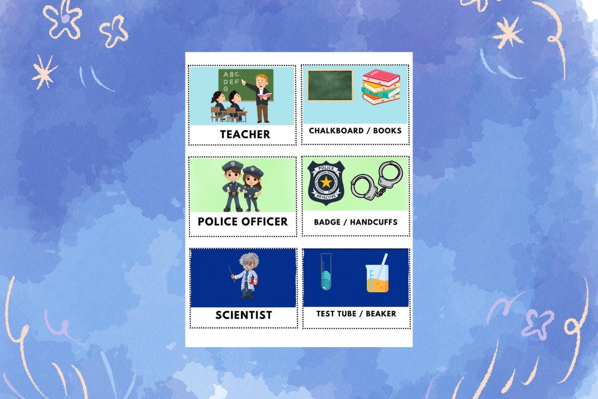 Occupation Matching Game Printable | Community Helpers Activity for ...