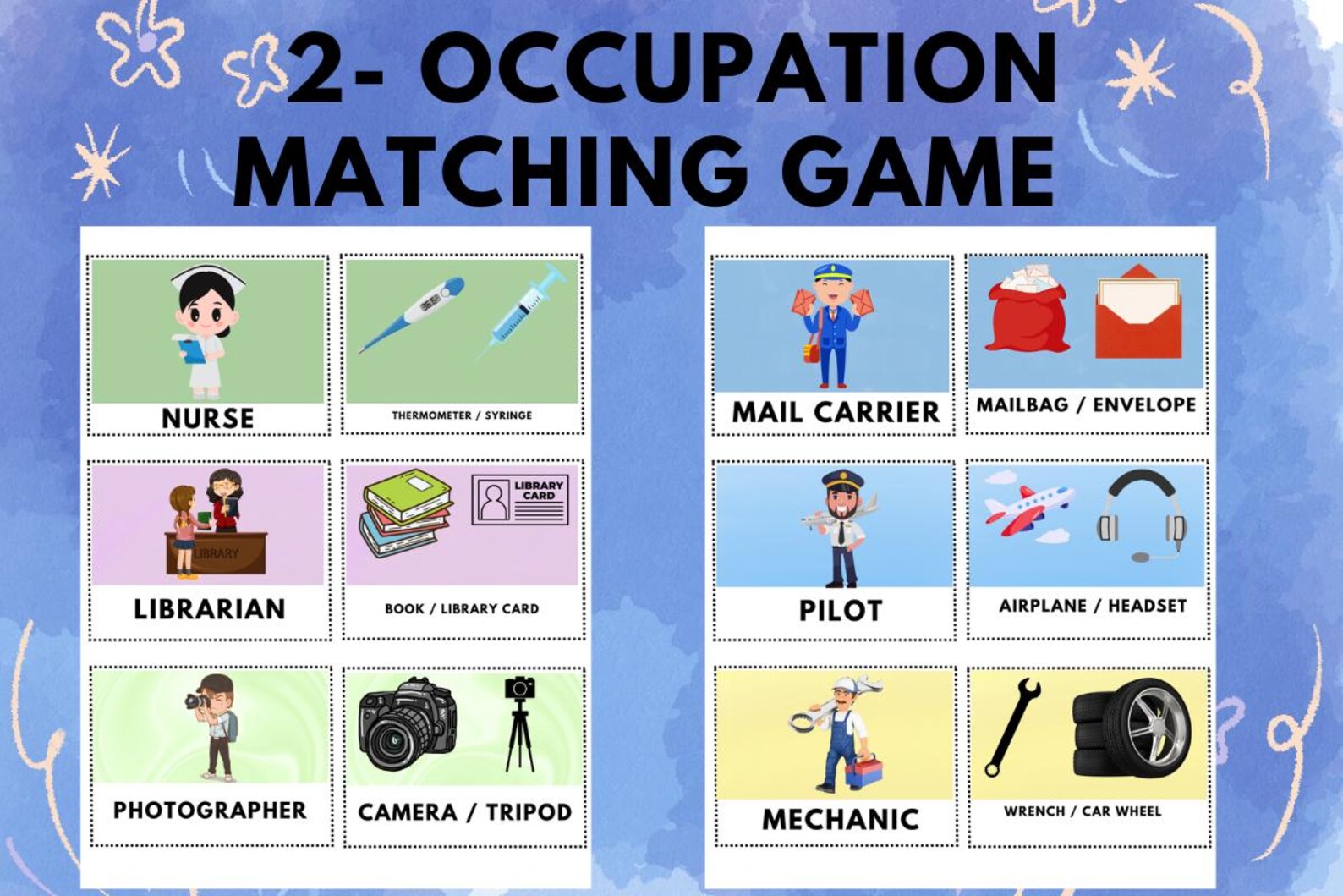 Occupation Matching Game Printable | Community Helpers Activity for ...