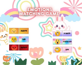 EMOTIONS Memory Game Printable, Social Emotional Learning, Play Therapy ...
