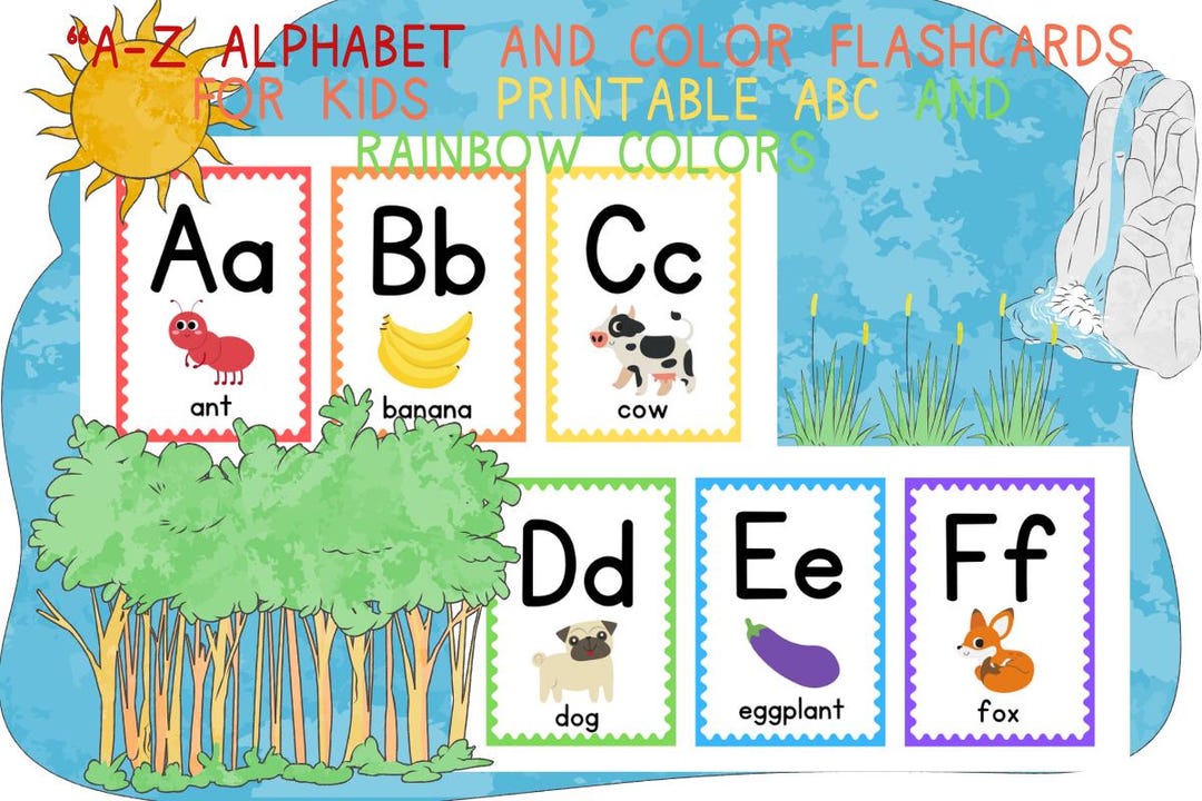 Alphabet & Color Flashcards: A-Z Printable Learning Cards (digital ...