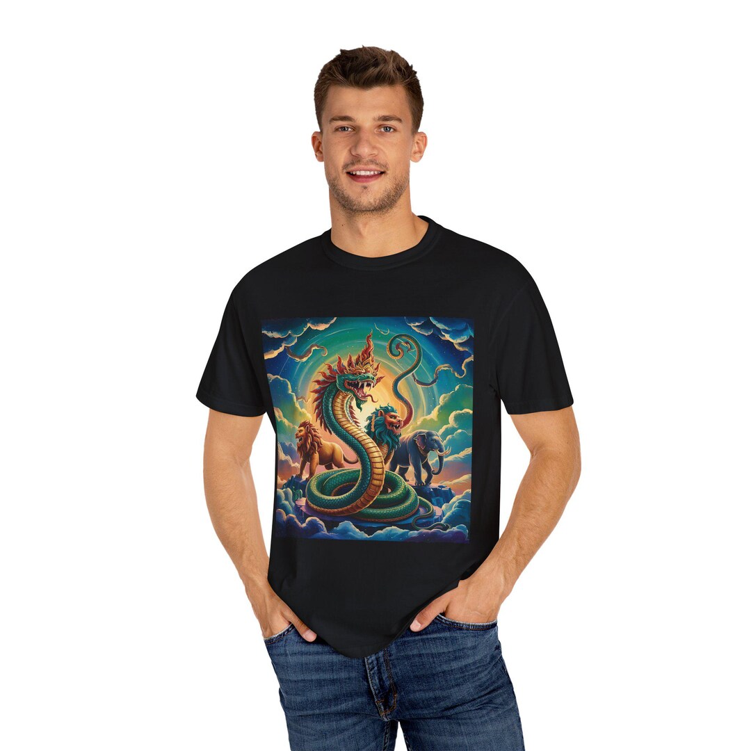 Thai Mythical Creatures Unisex Garment-dyed T-shirt, Animals in Fantasy ...