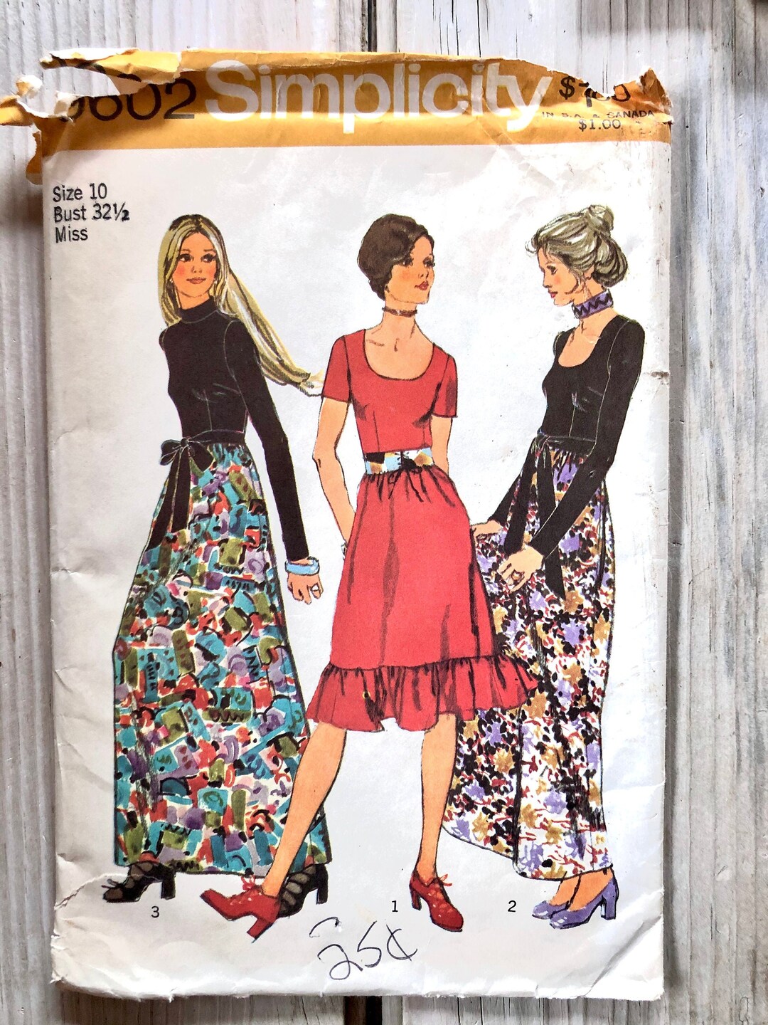 UNCUT 70's Simplicity 9602 Evening Dress in 2 Lengths With Sash, Size ...