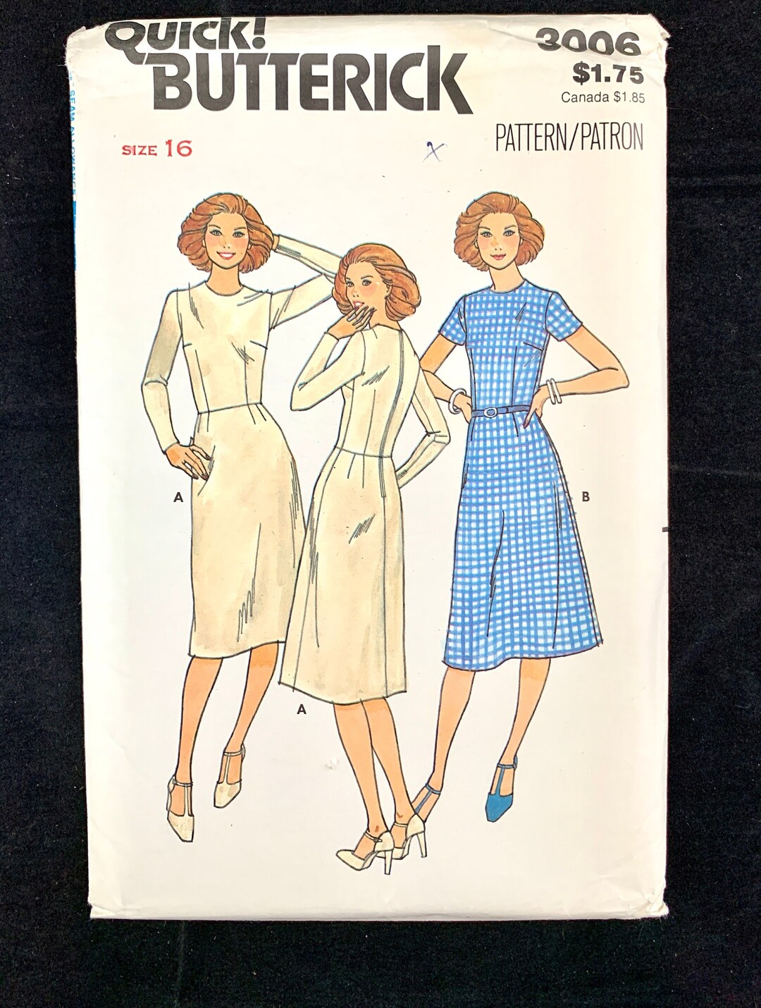 Vintage 80's Quick Butterick 3006 Women's A-line Dresses Size 16 - Etsy