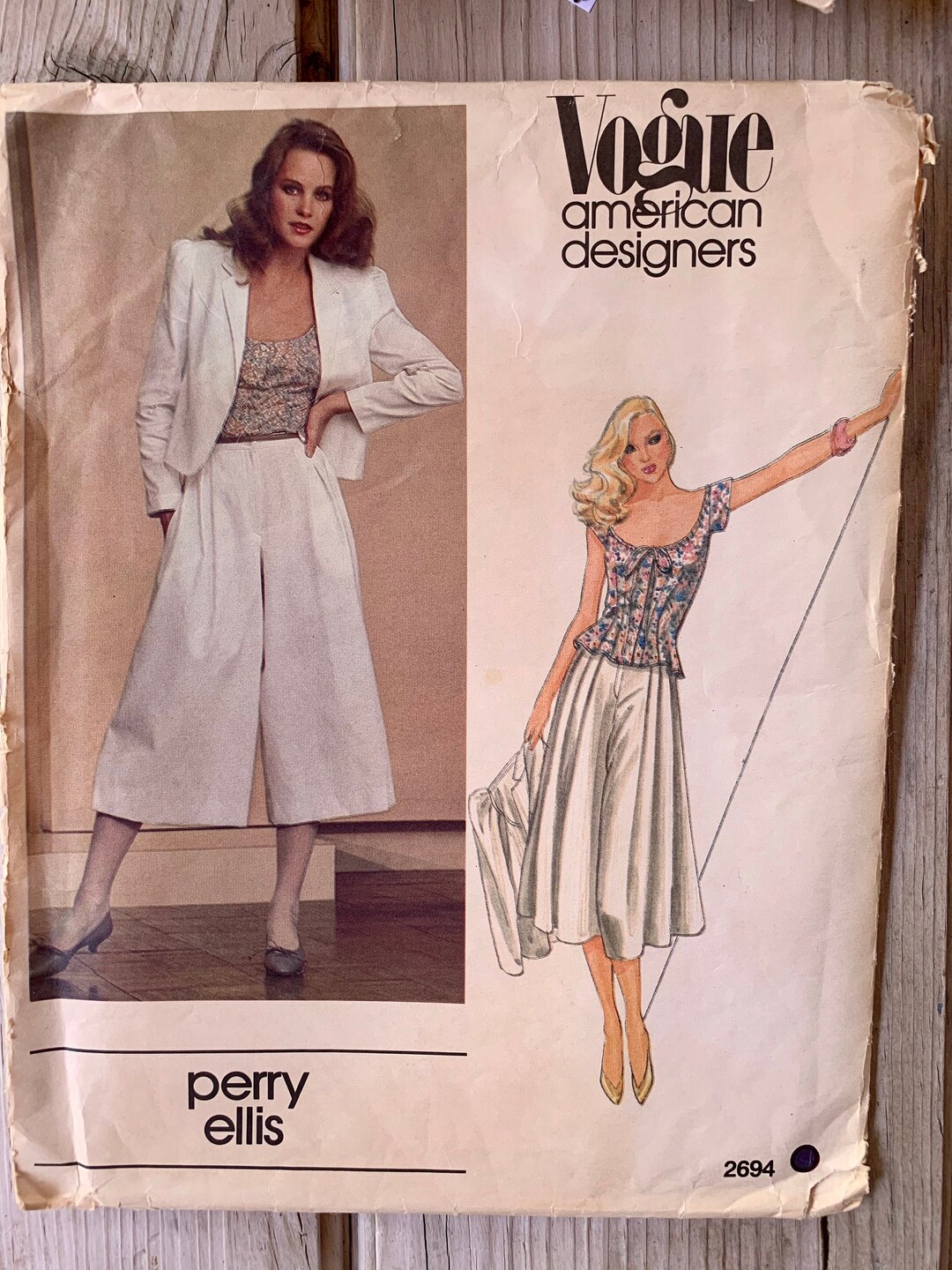 UNCUT 80's Vogue 2694 American Designer Perry Ellis, Cropped Jacket ...