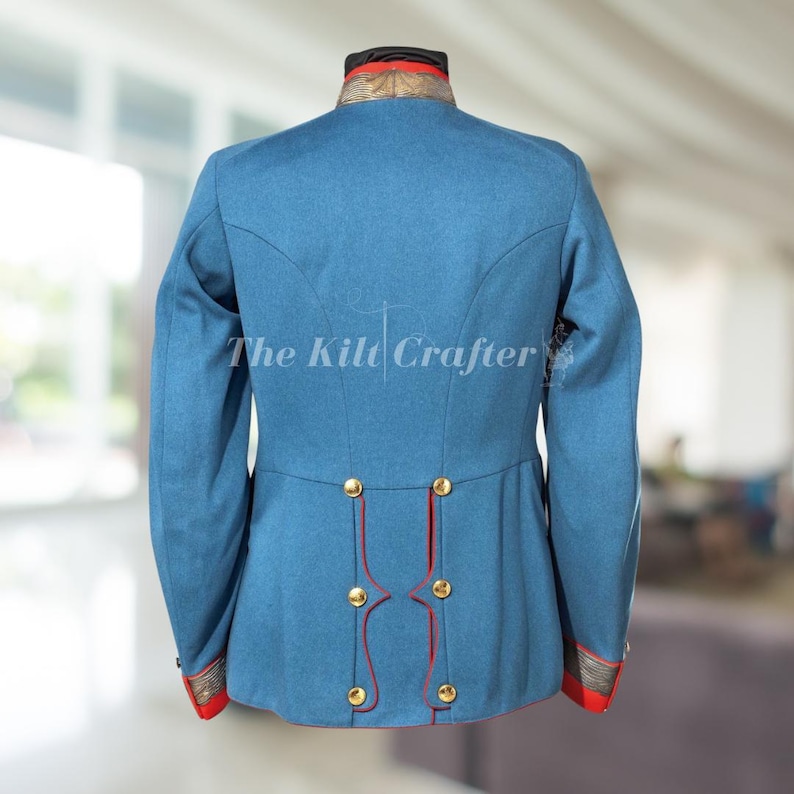 Custom Prussian Officer Tunic | Light Blue Military Coat, Red Trim - Etsy