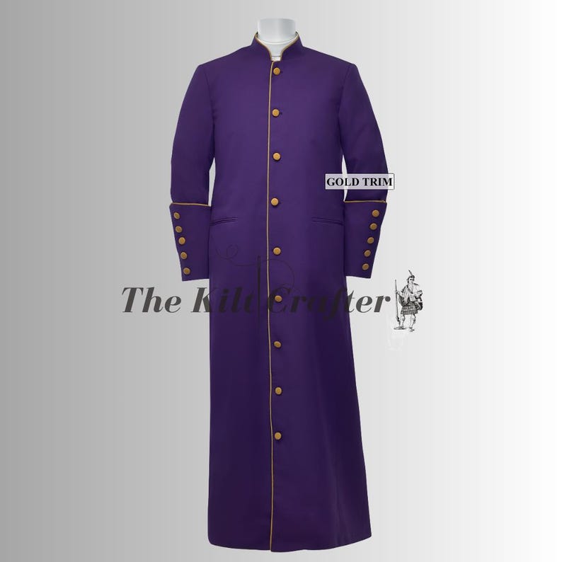 Purple & Gold Clergy Robe: Roman Style Cassock Coat - Etsy