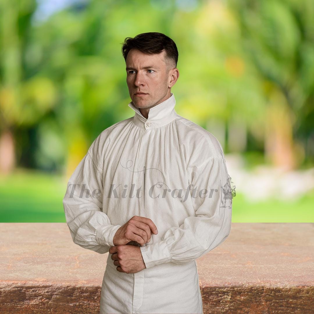 Regency Cotton Dress Shirt & Cravat Set: 18th Century Historical ...