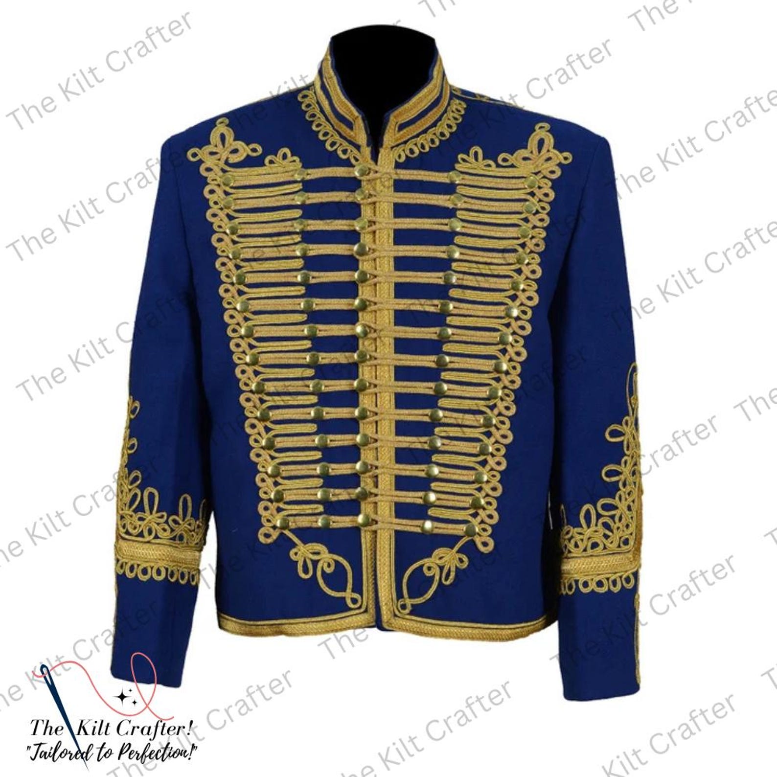 Handmade Navy Blue Wool Hussar Jacket: Gold Braid Military Coat - Etsy