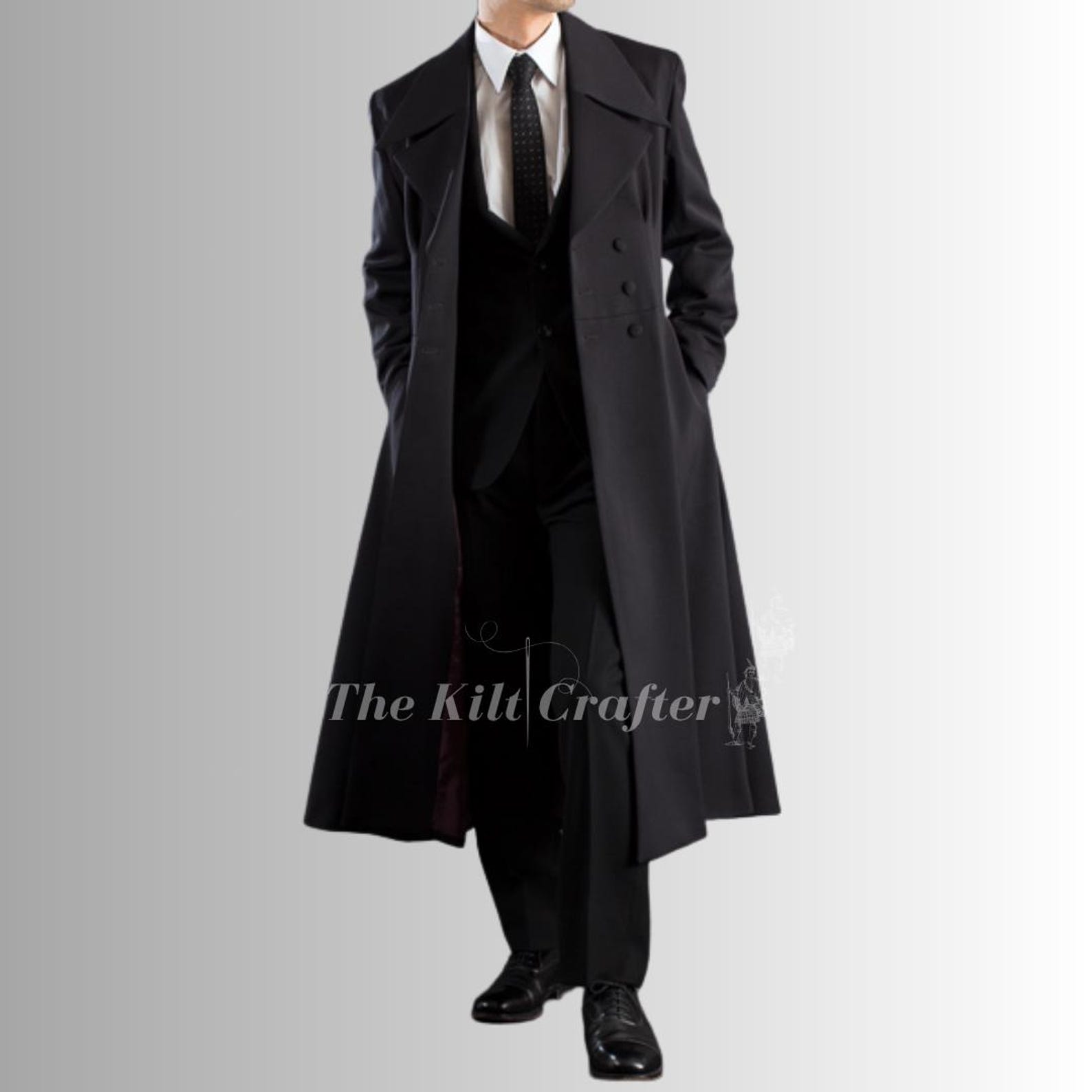 Men's Gothic Wool Overcoat: Custom Tailored Long Trench Coat - Etsy