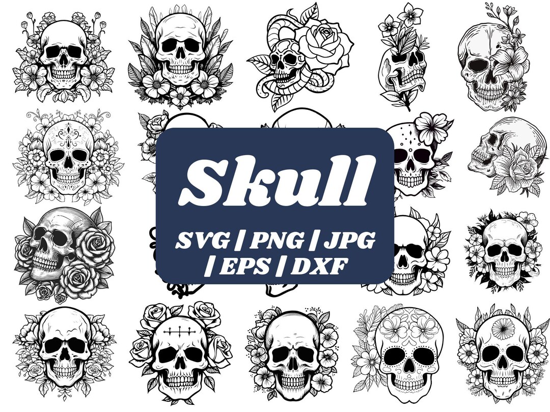 Skulls SVG Bundle, Skeleton Svg Bundle, Skull Cut Files for Cricut ...