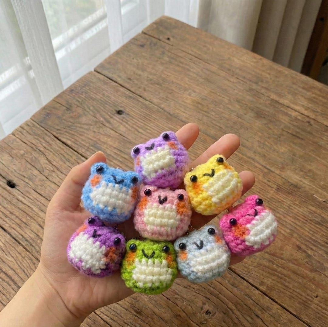 BUY 2 GET 1 FREE Mini Frog Crochet Keychain: Handmade Amigurumi Bag ...