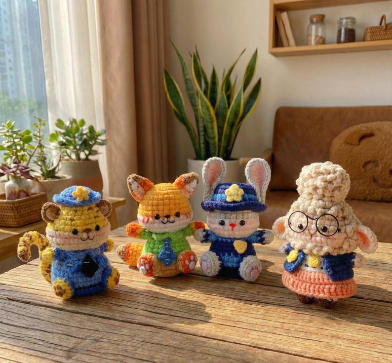 Zootopia 4-in-1 Crochet Pattern Bundle: Nick, Judy, Clawhauser ...