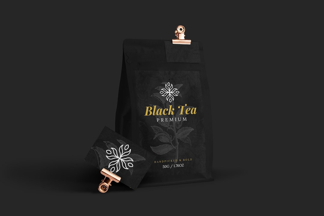 Editable Black Tea Label Template - Canva Premium Tea Bag Packaging ...