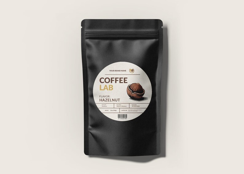 Editable Hazelnut Coffee Label Template | Editable Coffee Packaging ...