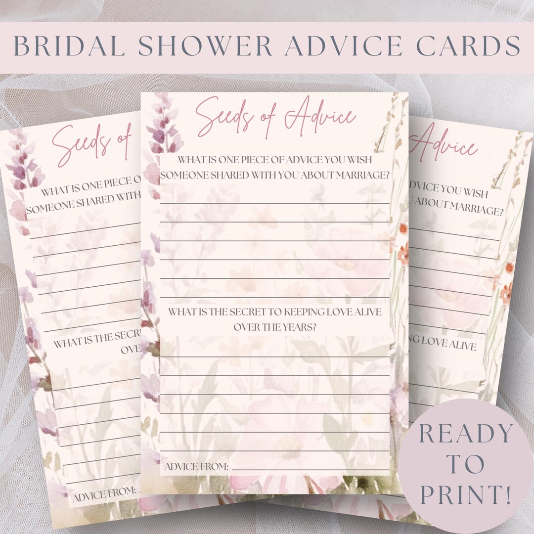 Bridal Shower Advice Card | Instant Download | Seeds of Advice | Bride ...