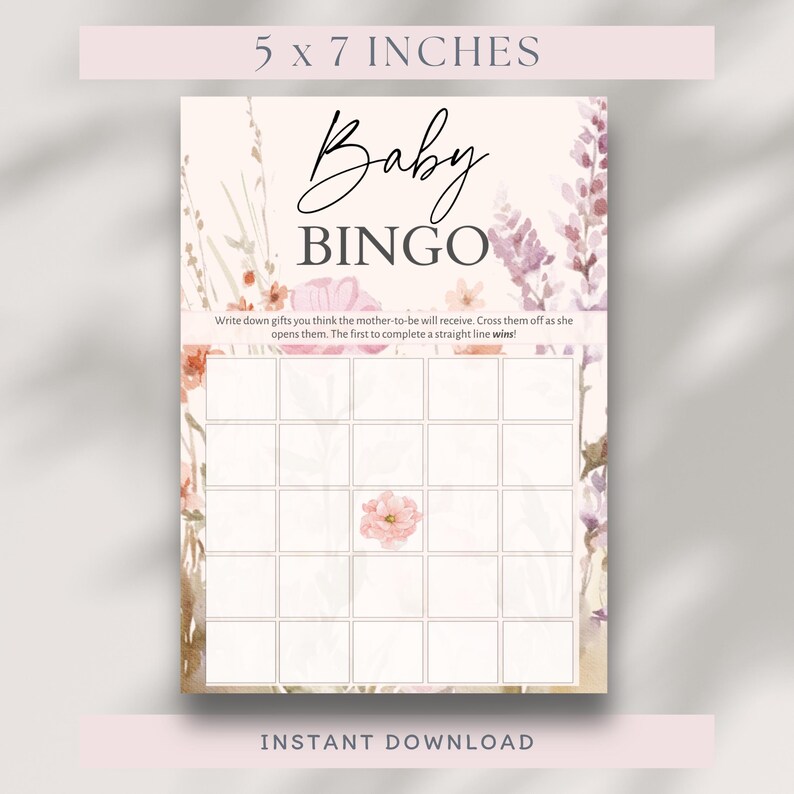 Baby Shower Bingo Game | Floral Printable Blank Cards (PDF) - Etsy