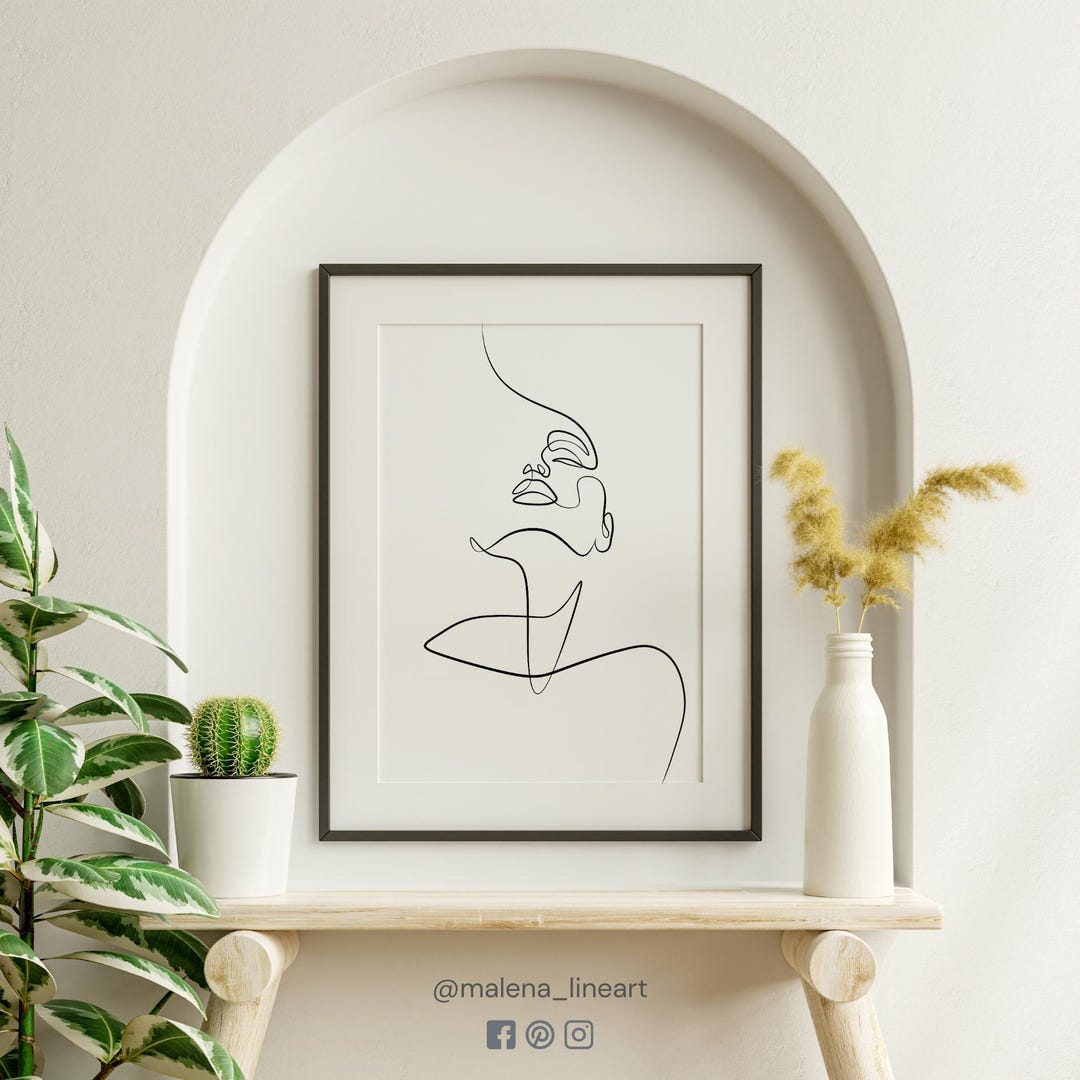 Woman Line Drawing, Printable Line Art Beautiful Female Body Abstract ...
