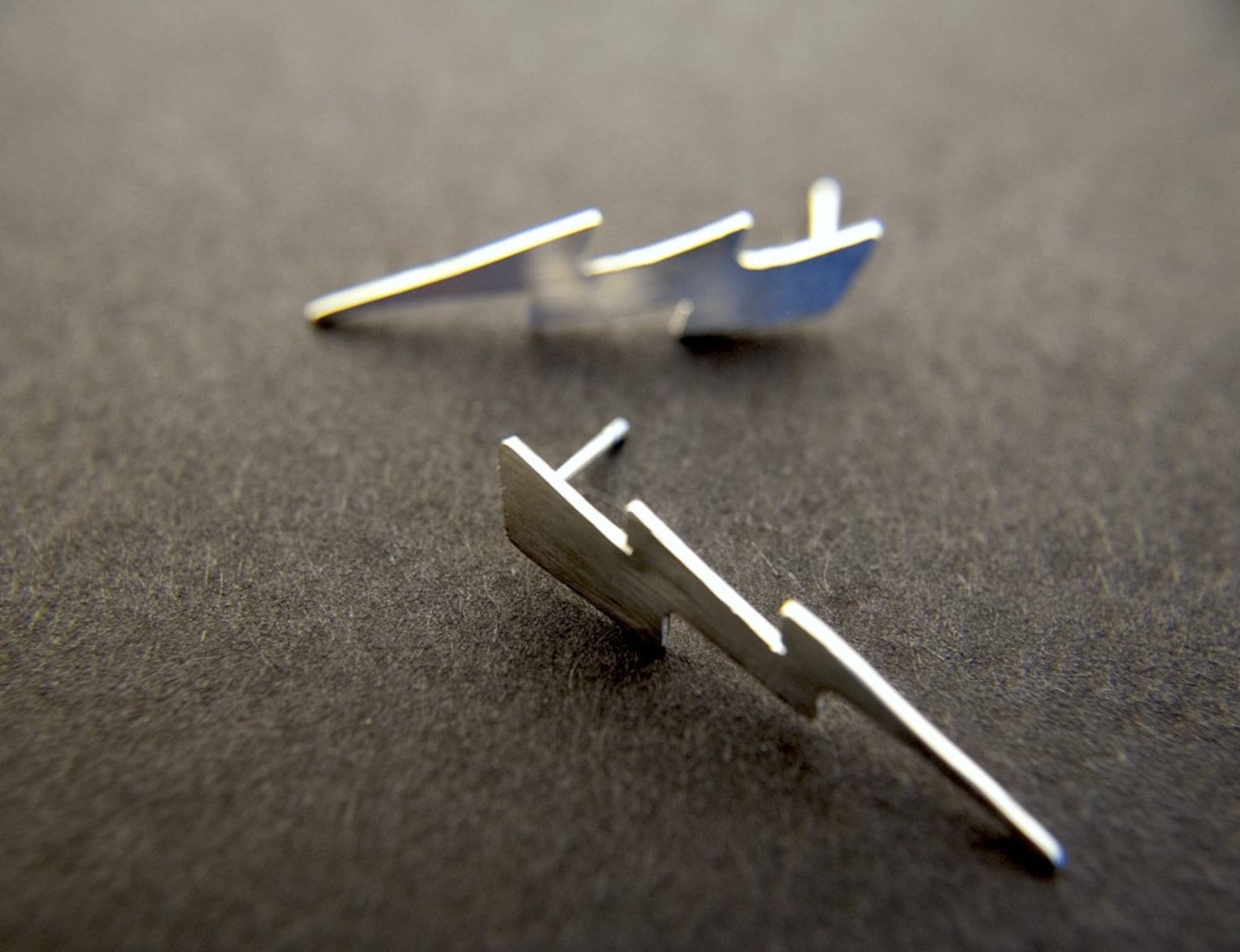 Sterling Silver Lightning Bolt Earrings Handmade - Etsy